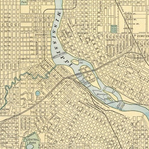 1900 Antique MINNEAPOLIS Street Map George Cram Minneapolis City Map ...