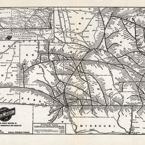 1934 Antique CHICAGO Northwestern RAILROAD Map Chicago Northwestern ...