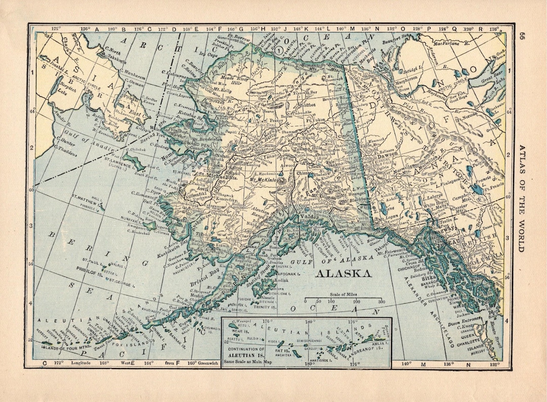 1910 Antique ALASKA State Map of Alaska Gallery Wall Decor Alaska Gift ...
