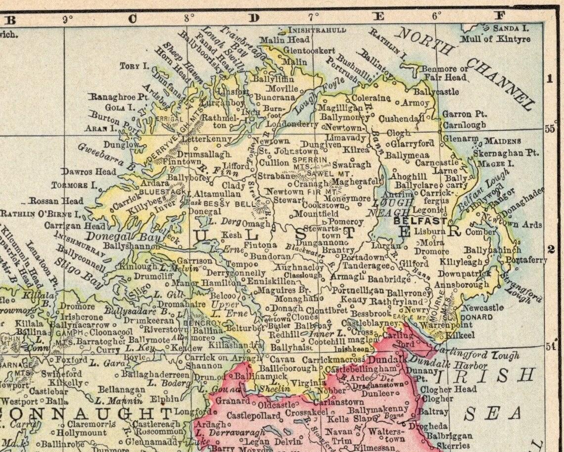 1911 Antique IRELAND Map Vintage Map of Ireland Wall Art Gift - Etsy