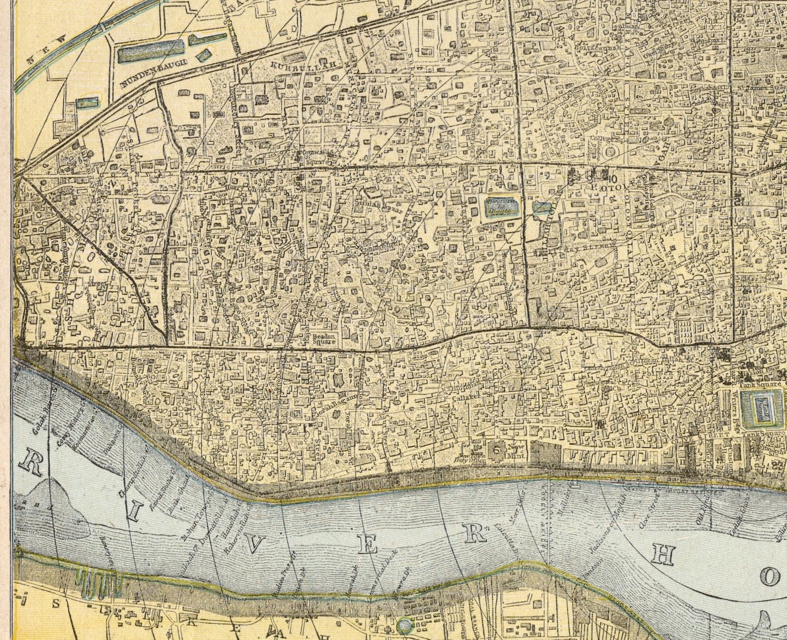 1888 Antique CALCUTTA City Map of Calcutta India Street Map George Cram ...