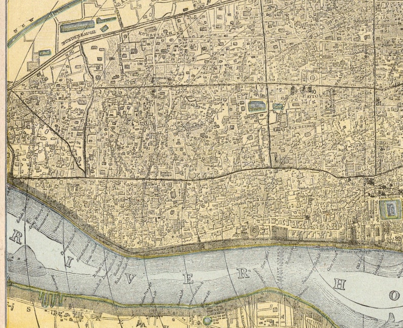 1888 Antique CALCUTTA City Map of Calcutta India Street Map George Cram ...