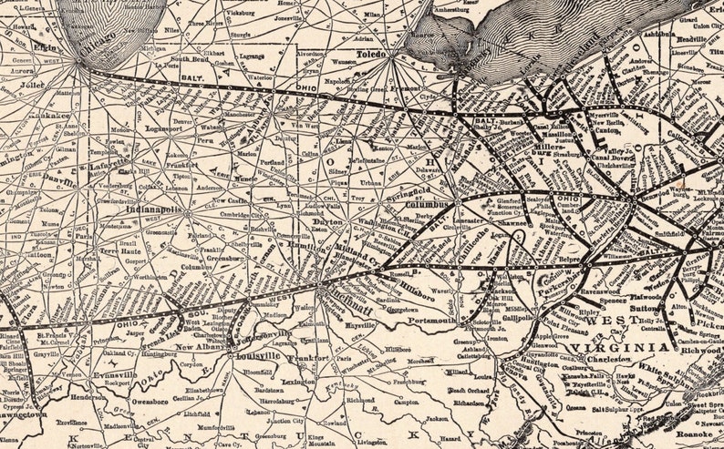 1914 Antique B & O RAILROAD Map Baltimore and Ohio Railway Map - Etsy