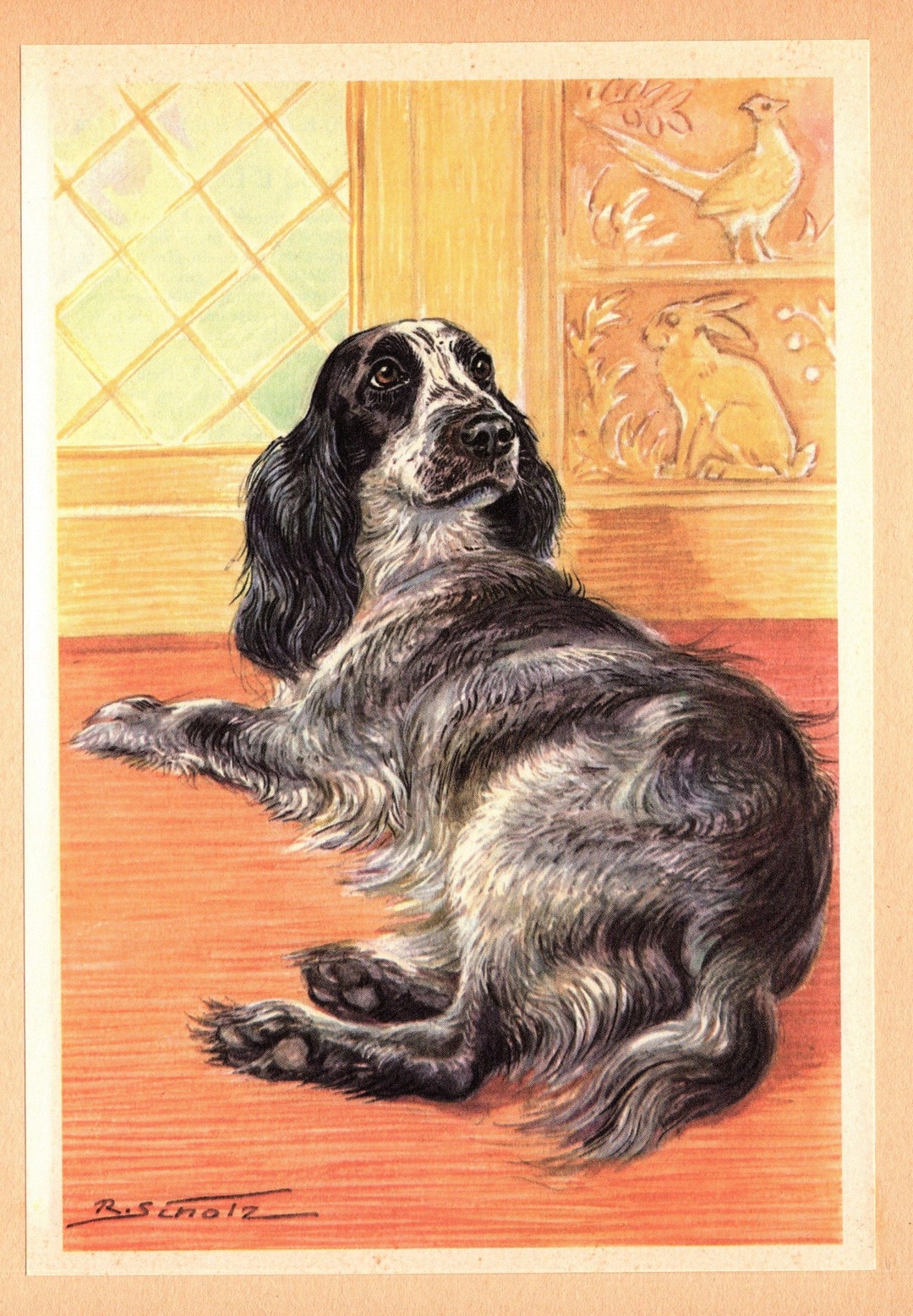 Vintage Cocker Spaniel Print Wall Art Decor Scholz Cocker Spaniel Art ...
