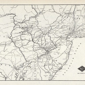 1944 Antique READING RAILWAY Map Vintage Reading Railroad Map Birthday ...