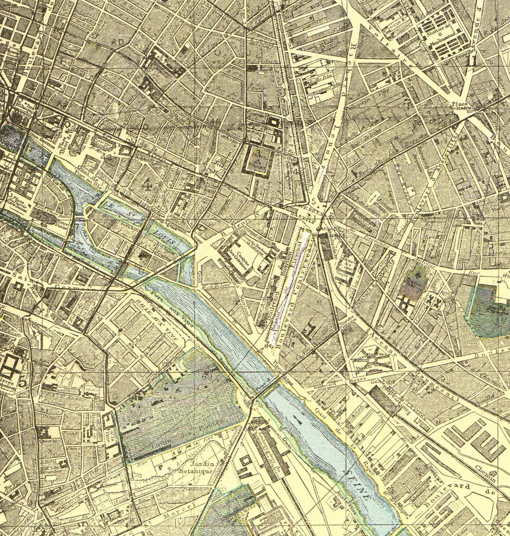 1898 Antique PARIS France Street Map Vintage City Map of Paris Gallery ...
