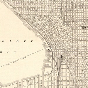 1911 Antique SEATTLE Washington Street Map of Seattle | Etsy