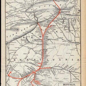 1917 Antique Buffalo Rochester and Pittsburgh Railway Map Railroad Map ...