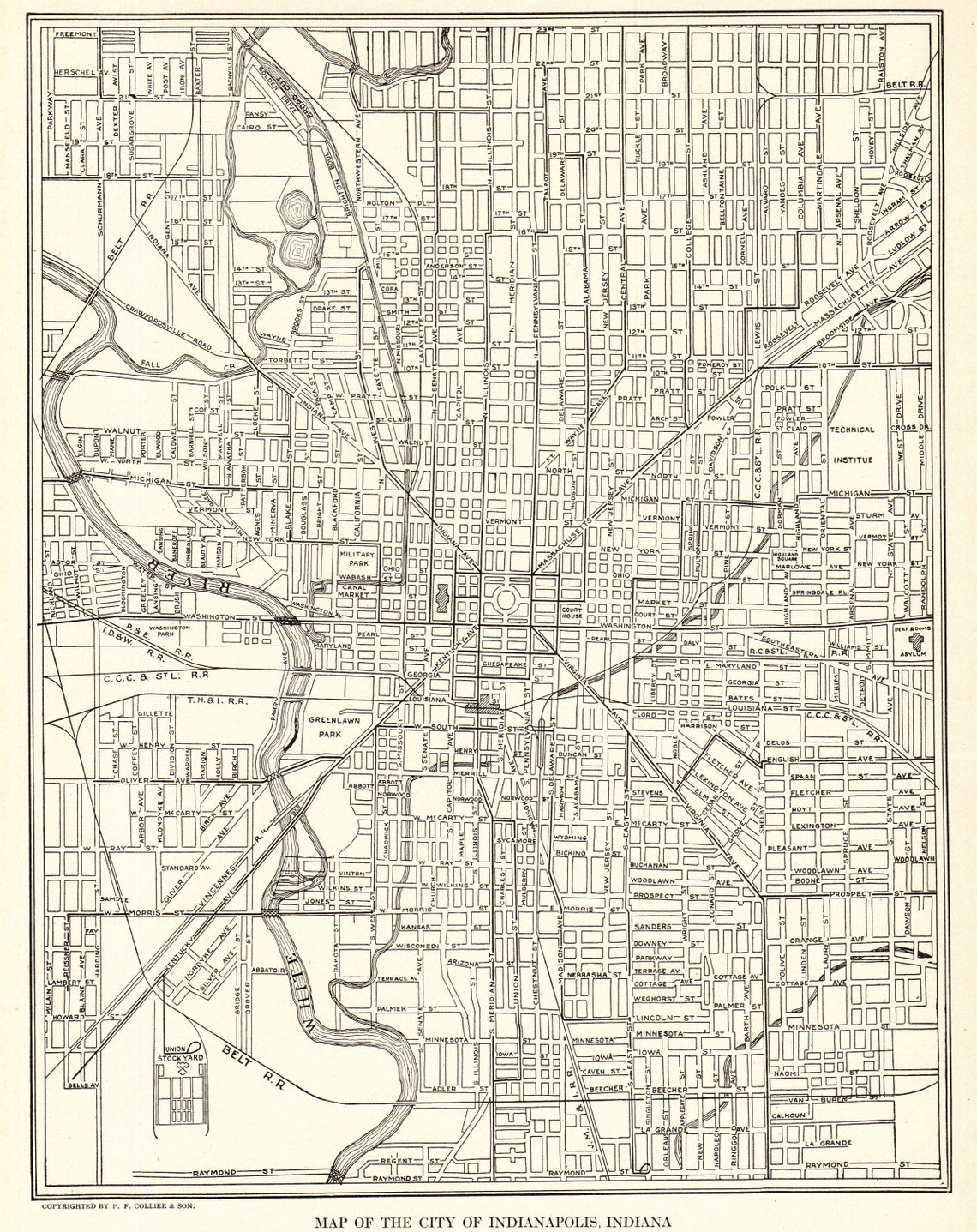 1927 Antique INDIANAPOLIS Street Map City Map of Indianapolis - Etsy