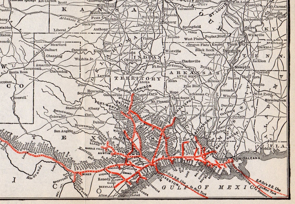1914 Antique Southern Pacific Railroad System Map Southern | Etsy