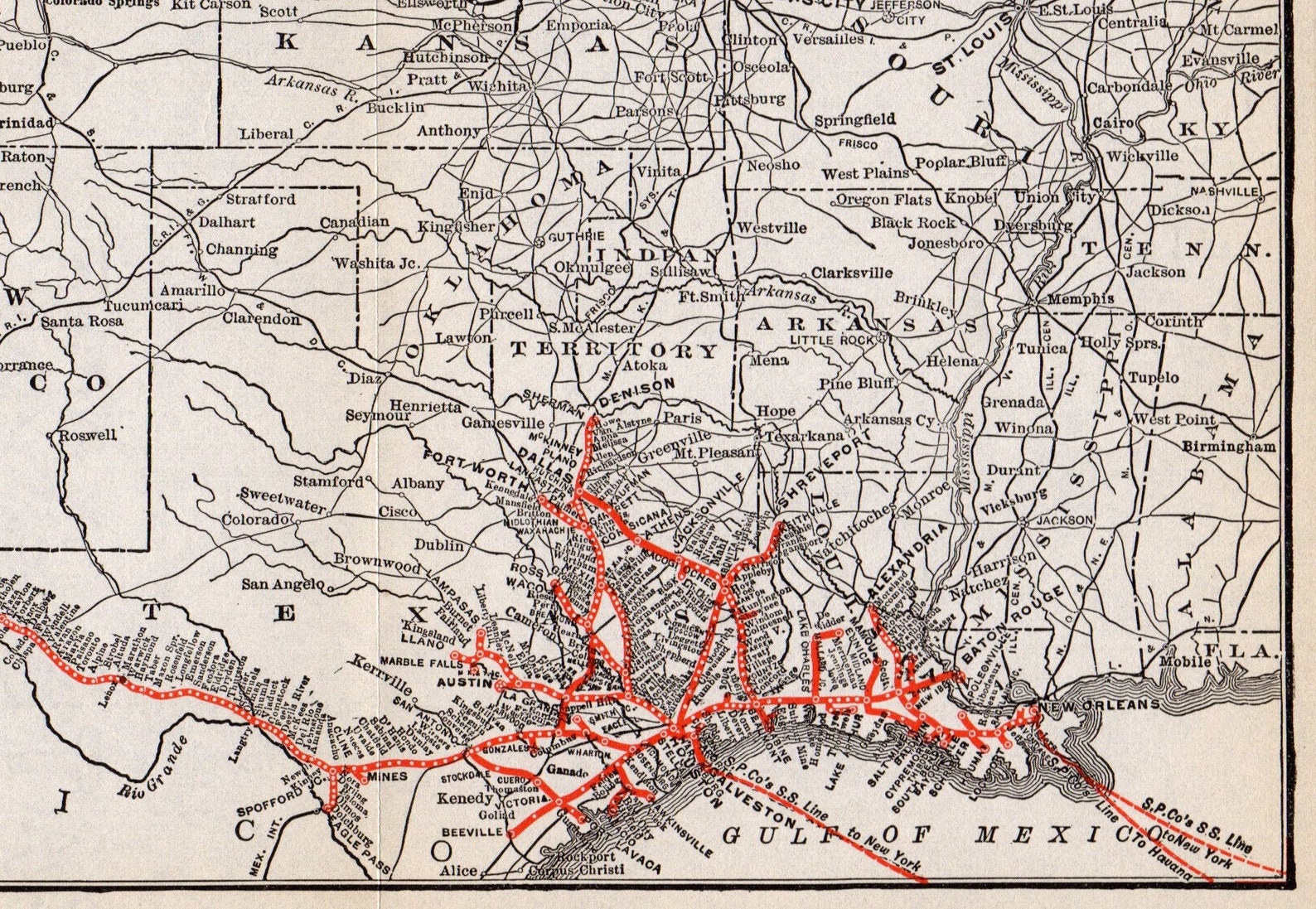 1914 Antique Southern Pacific Railroad System Map Southern | Etsy