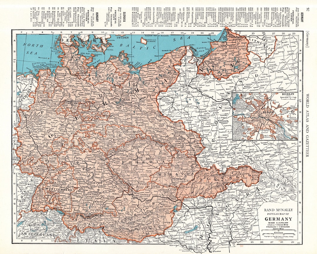 1944 Antique Map of GERMANY Vintage Germany Map Gallery Wall Travel ...