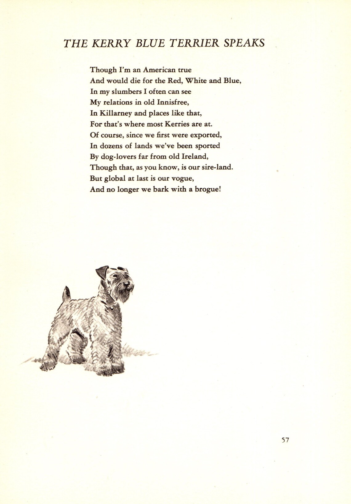 1940s KERRY BLUE Terrier Poetry Print Morgan Dennis Kerry Blue | Etsy