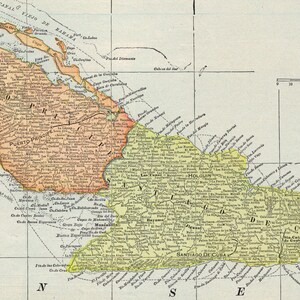 1899 Antique CUBA Map of Cuba and HAVANA George Cram Atlas Map Wall ...