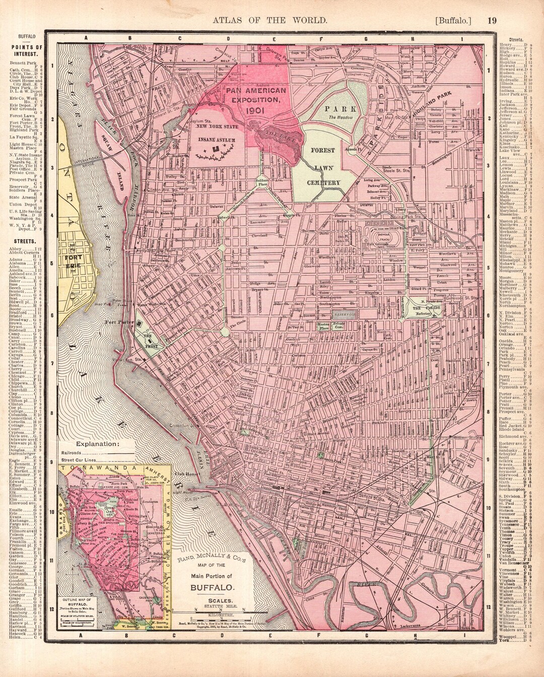 Buy 1895 Antique Buffalo New York Map of Buffalo Wall Decor Vintage ...