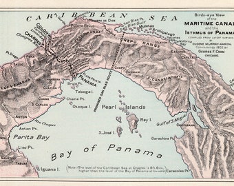 1904 Antique Panama Map George Cram Atlas Map of Panama Gift Gallery ...