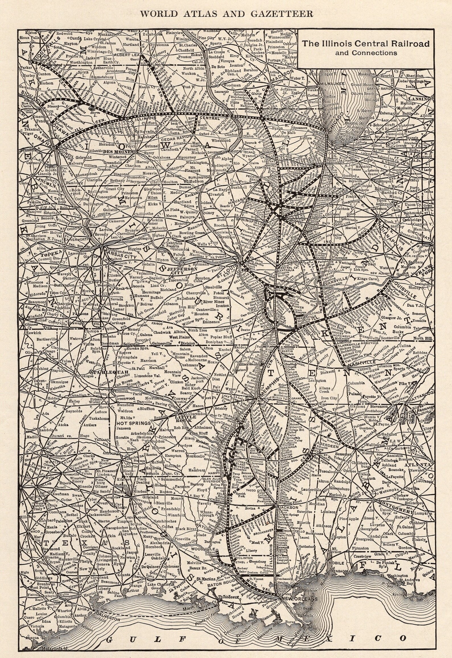 1914 Antique ILLINOIS CENTRAL RAILROAD Map Black and White - Etsy