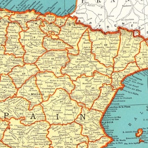 1939 Vintage SPAIN Map Antique Map of Spain and Portugal - Etsy