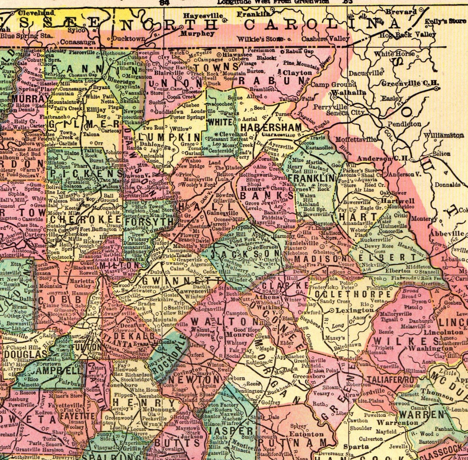 1903 Antique GEORGIA State Map of Georgia Gallery Wall Art | Etsy