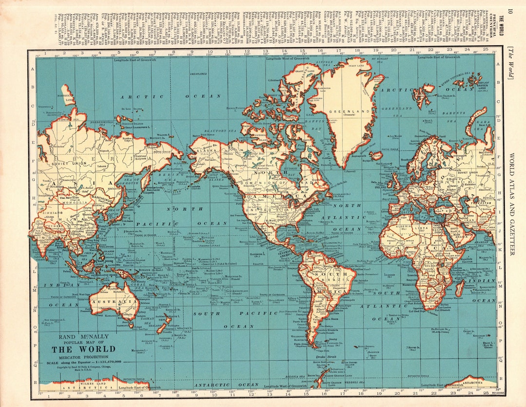 Vintage Map of the World 1940 Antique World Map Library Decor - Etsy