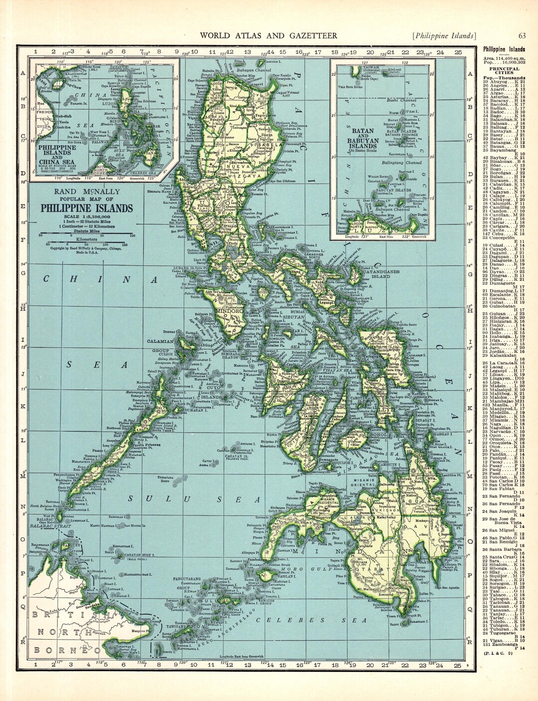 1943 Philippine Islands Map Vintage Map of the Philippine Islands ...