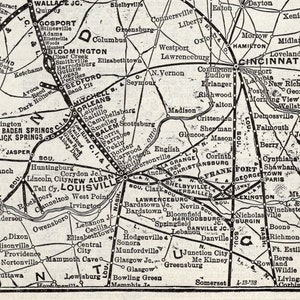 1947 Antique Monon Route Railroad Map Chicago Indianapolis and | Etsy
