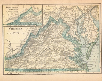 Antique Vintage Virginia Map - Etsy