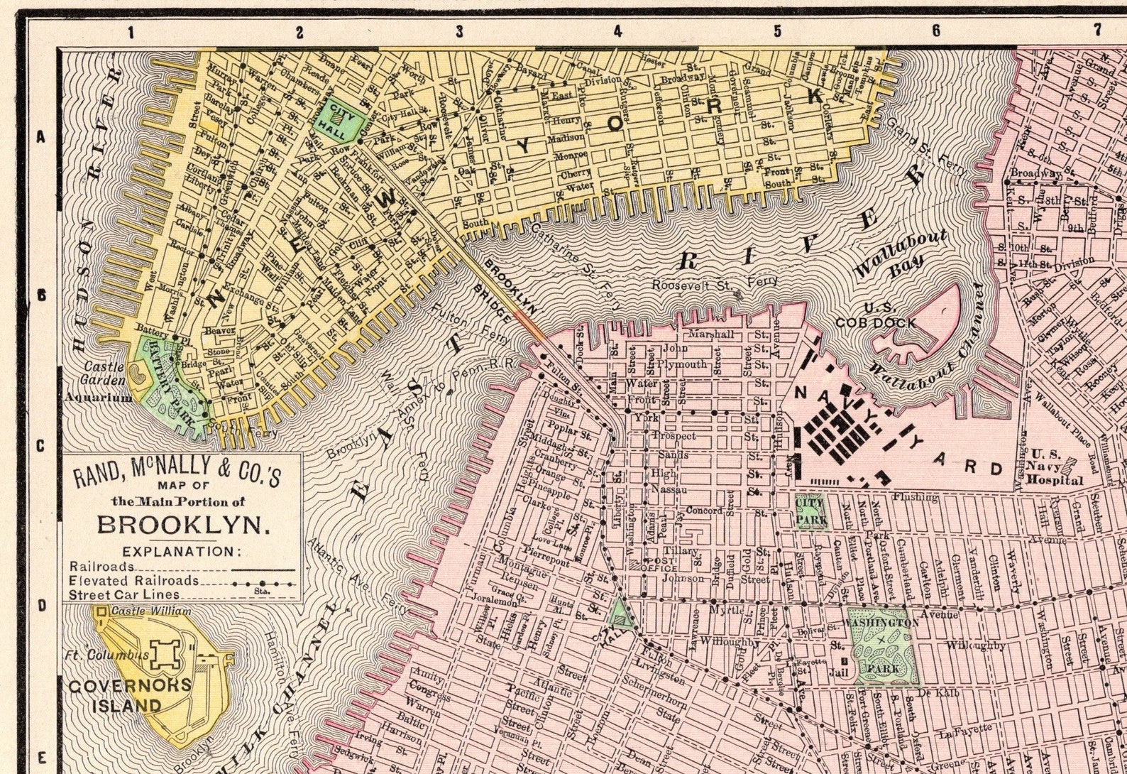 1895 Antique BROOKLYN New York Street Map of Brooklyn City Map - Etsy