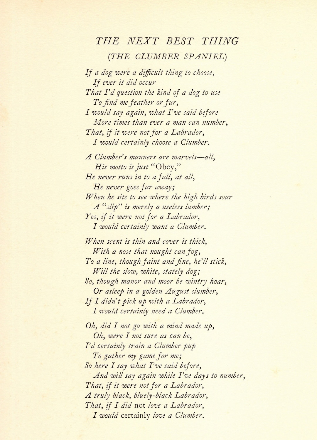 Antique Clumber Spaniel Poem Print Dog Poetry Wall Art Decor - Etsy