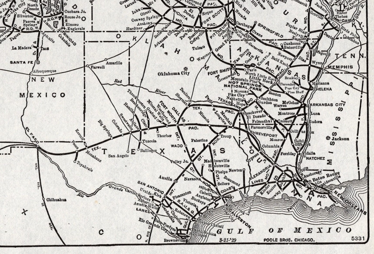 1929 Antique MISSOURI PACIFIC RAILROAD Map Vintage Railway Map - Etsy