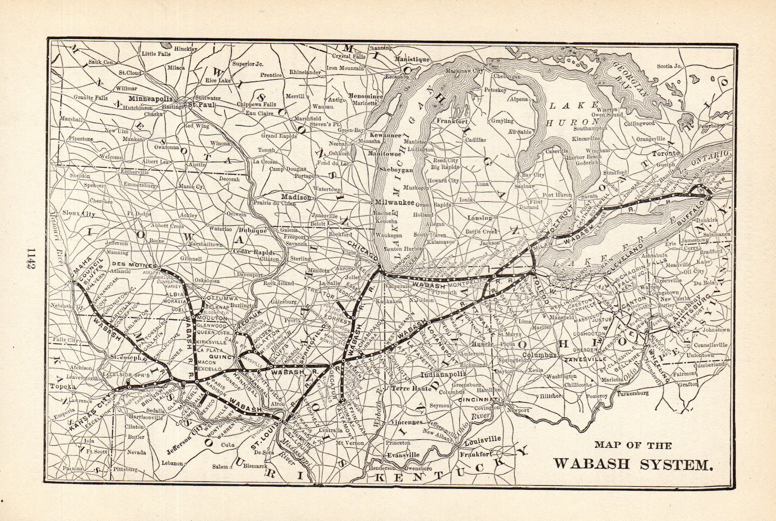 1914 Antique WABASH RAILROAD Map Vintage Wabash Railway Map | Etsy