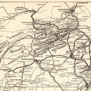 1928 Antique Reading Railroad Map Vintage Railway Map Black - Etsy