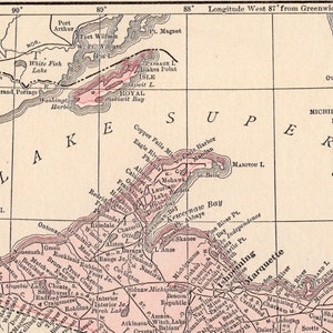 1923 Antique Northern Peninsula Map of Upper Peninsula Michigan State ...