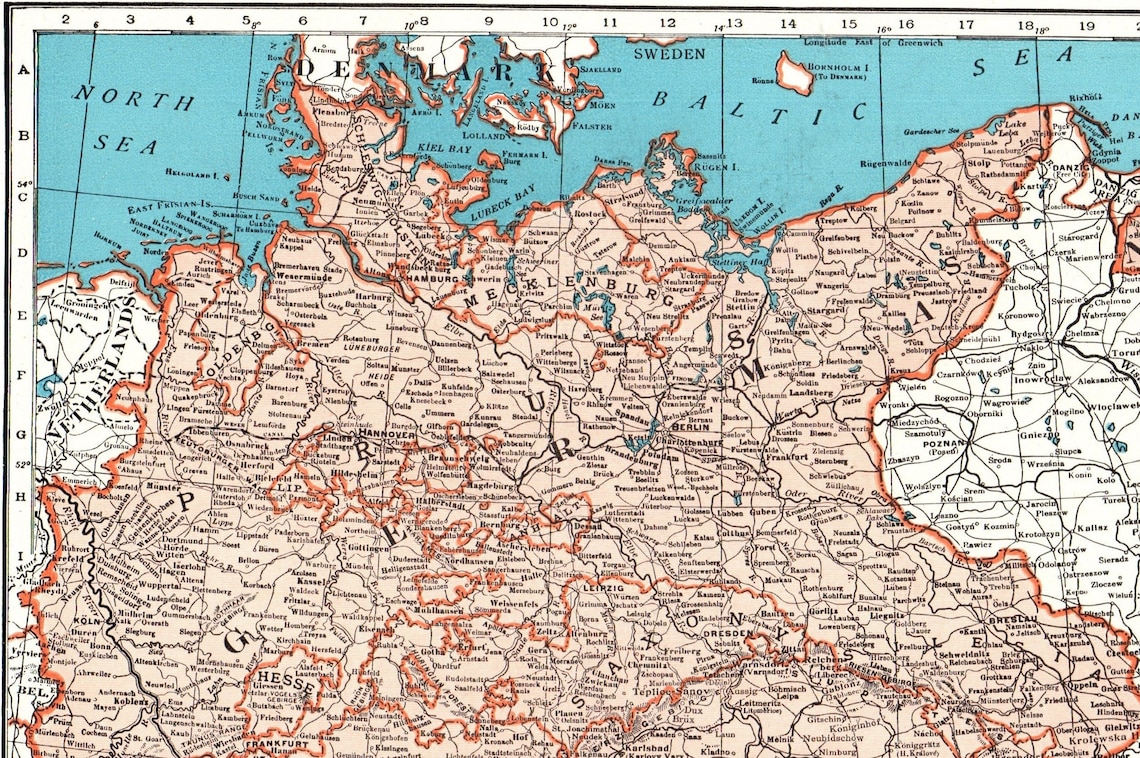 1944 Antique Map of GERMANY Vintage Germany Map Gallery Wall | Etsy