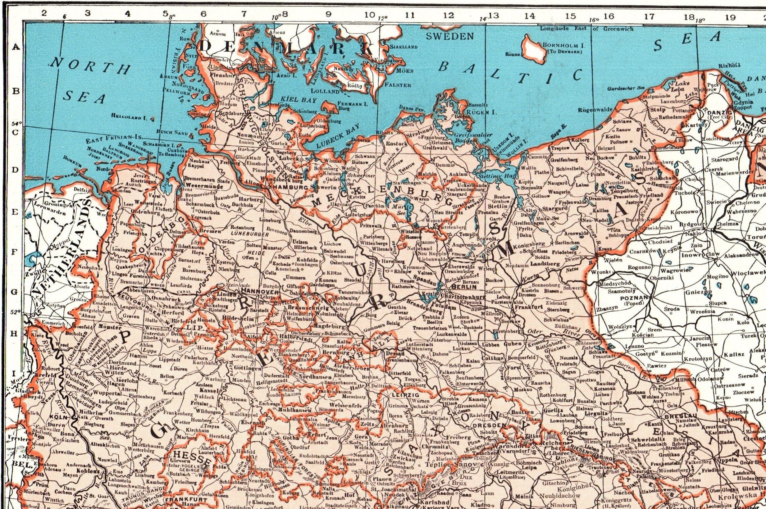 1944 Antique Map of GERMANY Vintage Germany Map Gallery Wall | Etsy