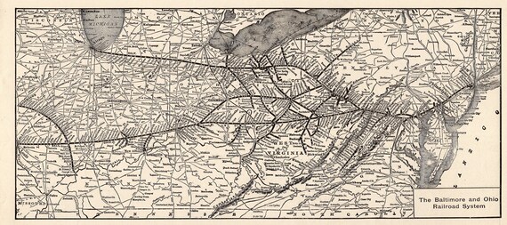 1914 Antique B & O RAILROAD Map Baltimore and Ohio Railway Map | Etsy