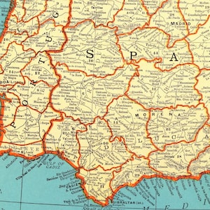 1939 Vintage SPAIN Map Antique Map of Spain and Portugal - Etsy