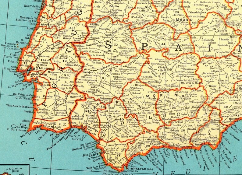1939 Vintage SPAIN Map Antique Map of Spain and Portugal - Etsy