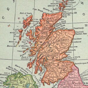 1910 Antique UNITED KINGDOM Map Vintage British Isles Map Ireland ...