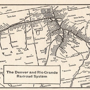 1914 Antique DENVER and Rio Grande RAILROAD Map Black and - Etsy