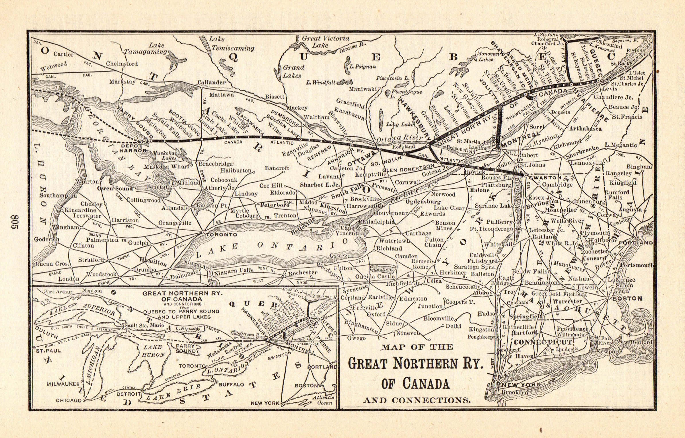 1902 Antique Great Northern Railway System Railroad Map | Etsy