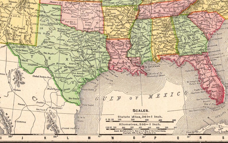 1907 Antique UNITED STATES Map of the United States Usa Map Wall Art ...