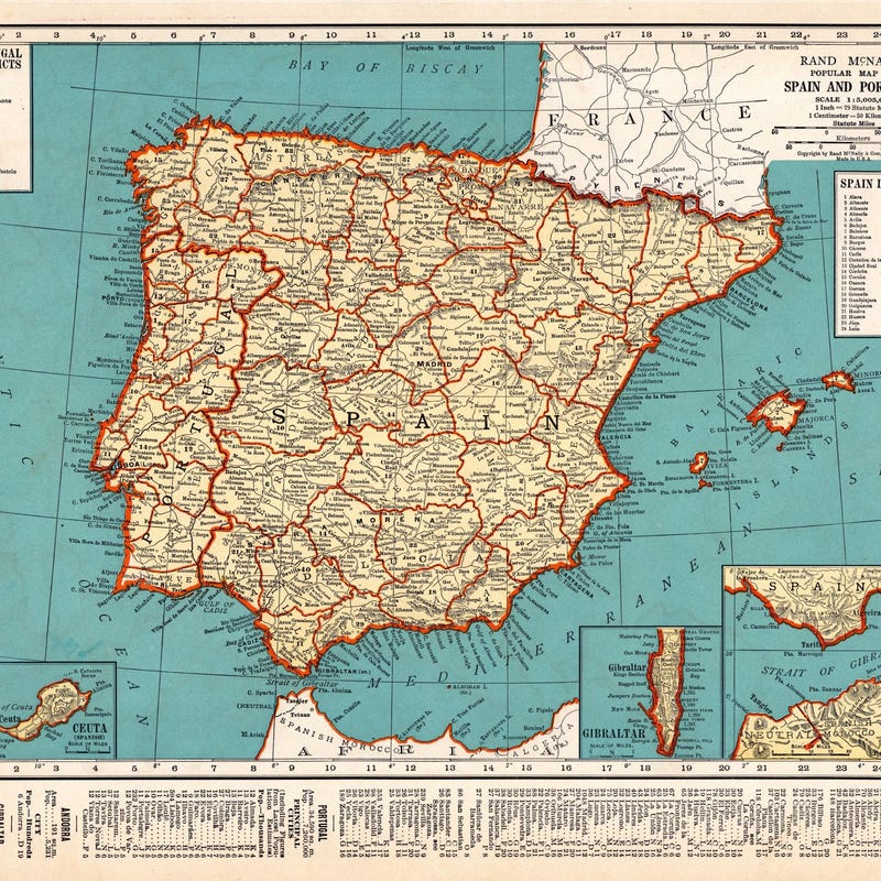 Spain Map - Etsy