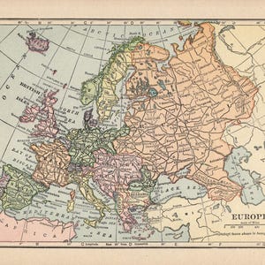 1916 Antique EUROPE Map Vintage Map of EUROPE Gallery Wall Decor ...