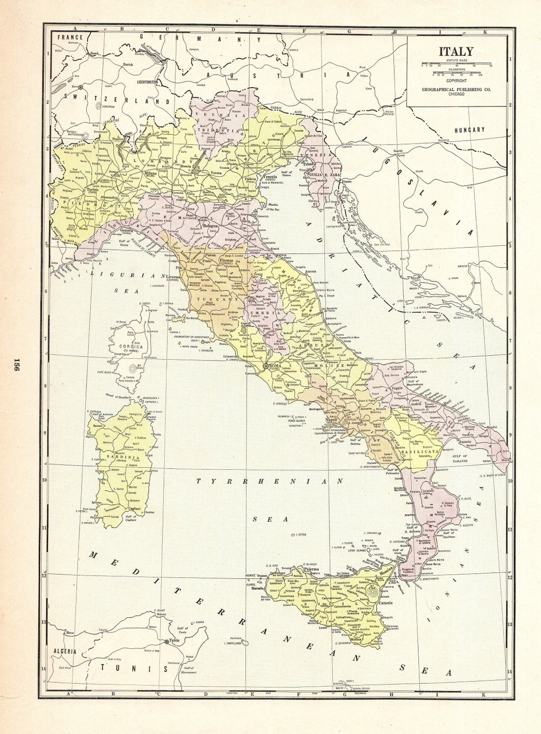 Vintage Map of Italy Map 1937 Italy Map Gallery Wall Decor - Etsy Canada