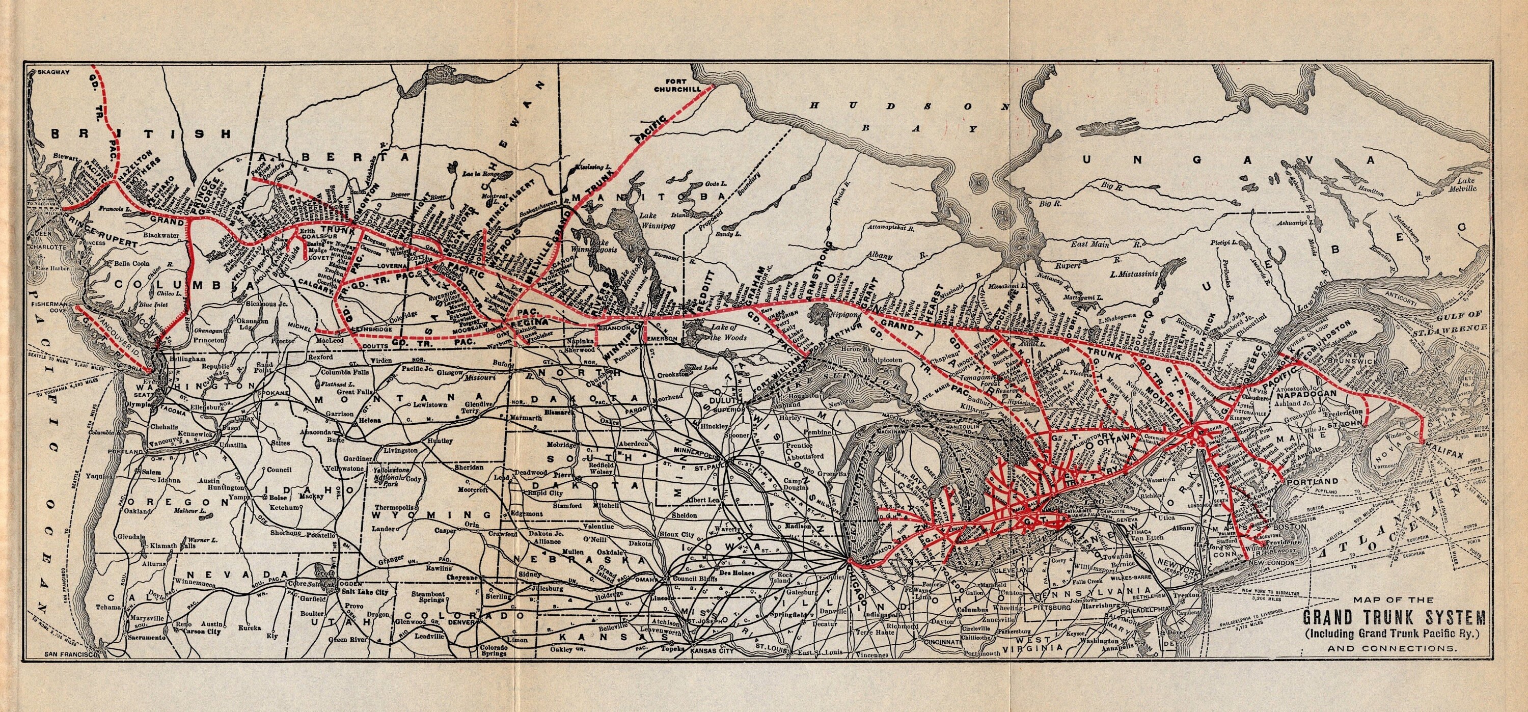1915 Antique Grand Trunk Railway System Map Grand Trunk - Etsy UK