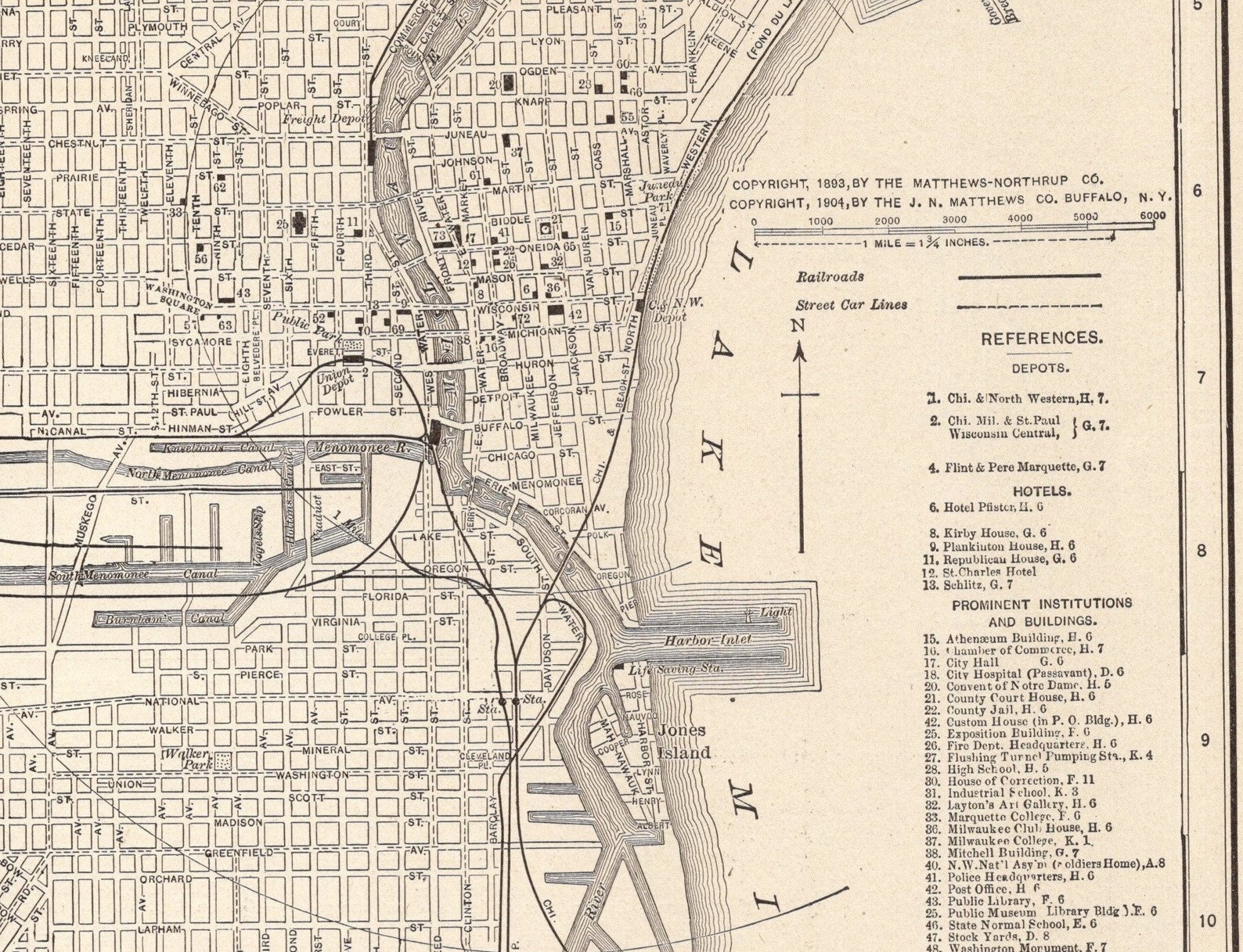 1904 Antique MILWAUKEE Street Map City Map of Milwaukee | Etsy