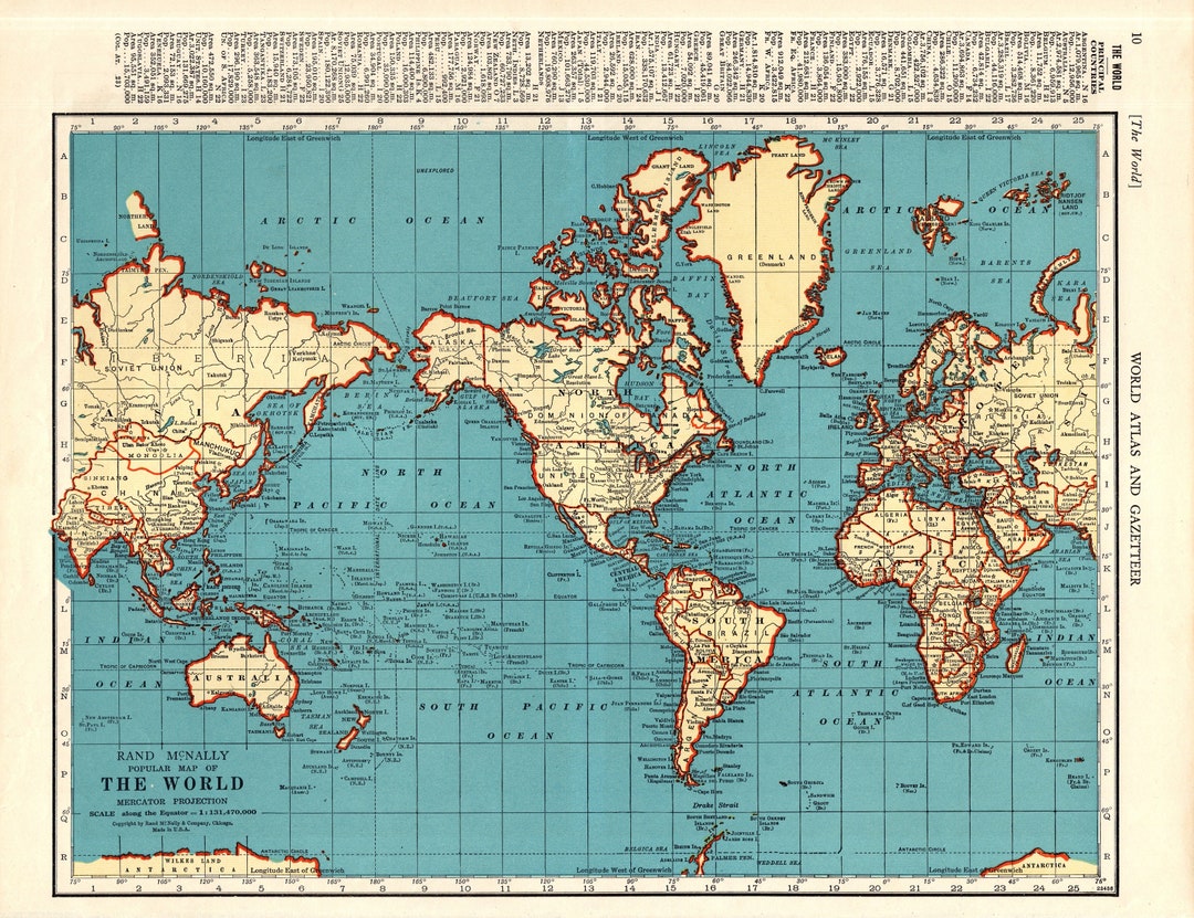 Vintage Map of the World 1942 Antique World Map Library Decor Gift for ...