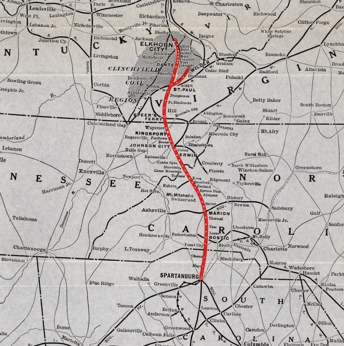 1920 Antique Carolina Clinchfield and Ohio Railroad Map - Etsy