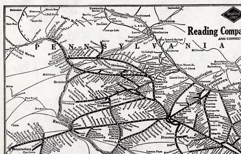 1940 Antique READING RAILWAY Map Vintage Reading Railroad Map | Etsy